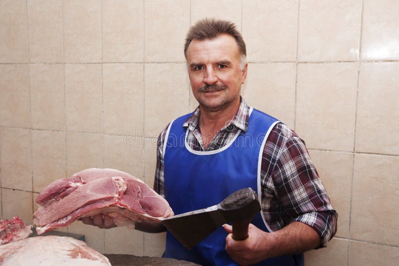 Butcher and meat stock photo. Image of holding, profession - 66588122