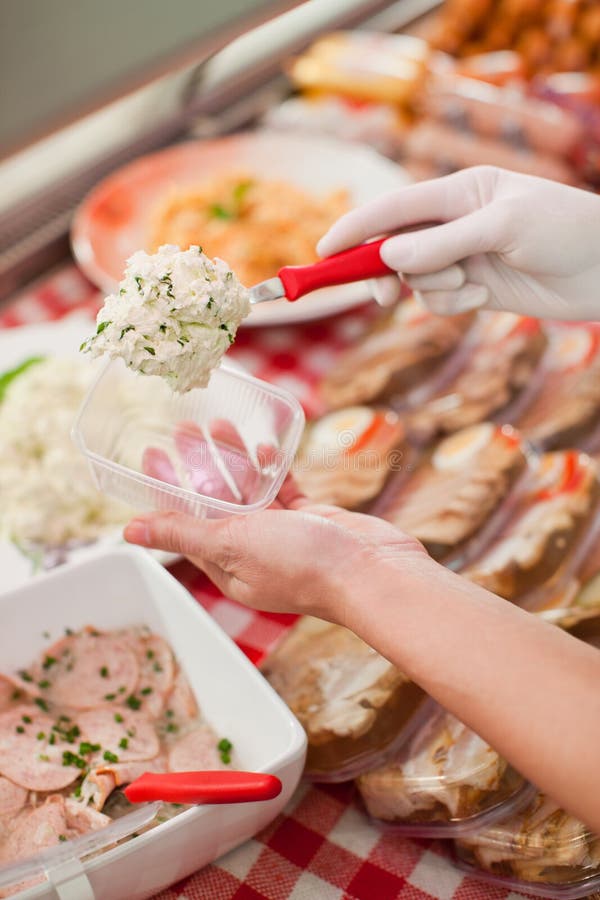 Butcher Packaging Food for Selling Stock Image - Image of store ...