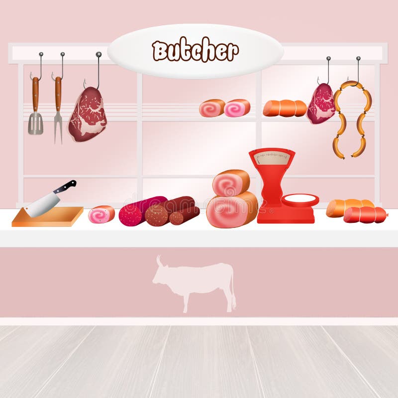 Butcher s shop stock illustration. Illustration of ingredients - 43667522