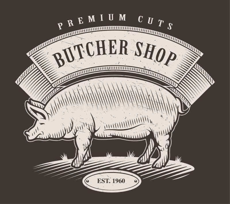 Butcher Shop Logo Vector. Farm Meat Emblem. Chef Holding Knives Cleaver ...