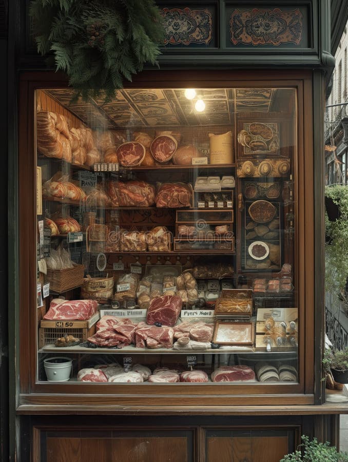 Butcher Shop Interior Closeup Stock Illustration - Illustration of meal ...