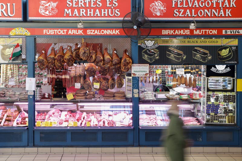 Butcher Shop with Various Types of Meat. Editorial Stock Photo - Image ...