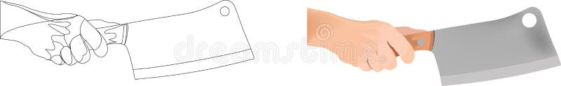Butcher with Steel Cleaver Cutting Bones- Stock Vector - Illustration ...