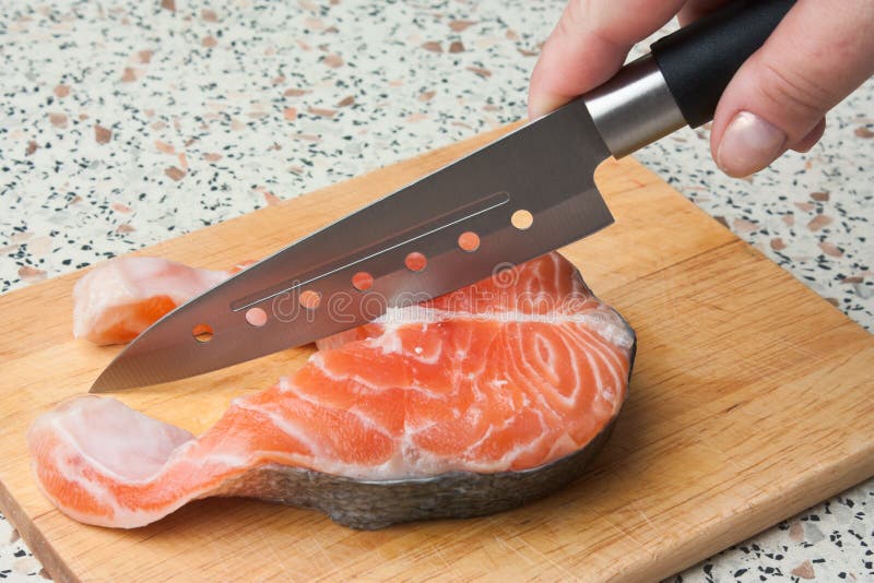 Butchering of salmon stock photo. Image of fish, cuisine - 21071788