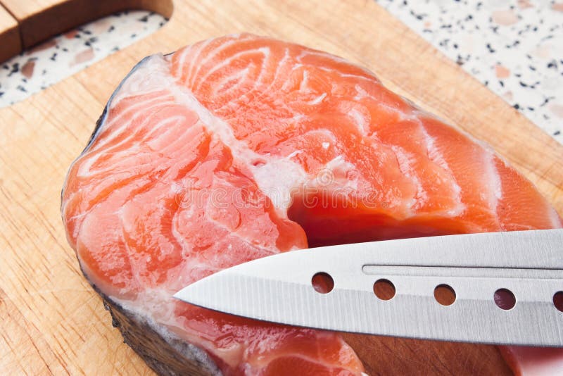 Butchering of salmon stock photo. Image of fish, prepared - 21295728