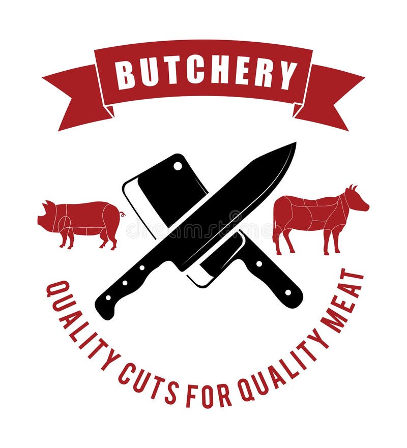 Butchery or butcher theme stock vector. Illustration of male - 61496998