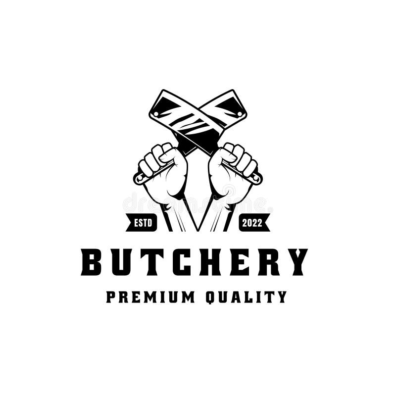 Butchery Logo Design Template in Rustic Retro Vintage Style Stock ...