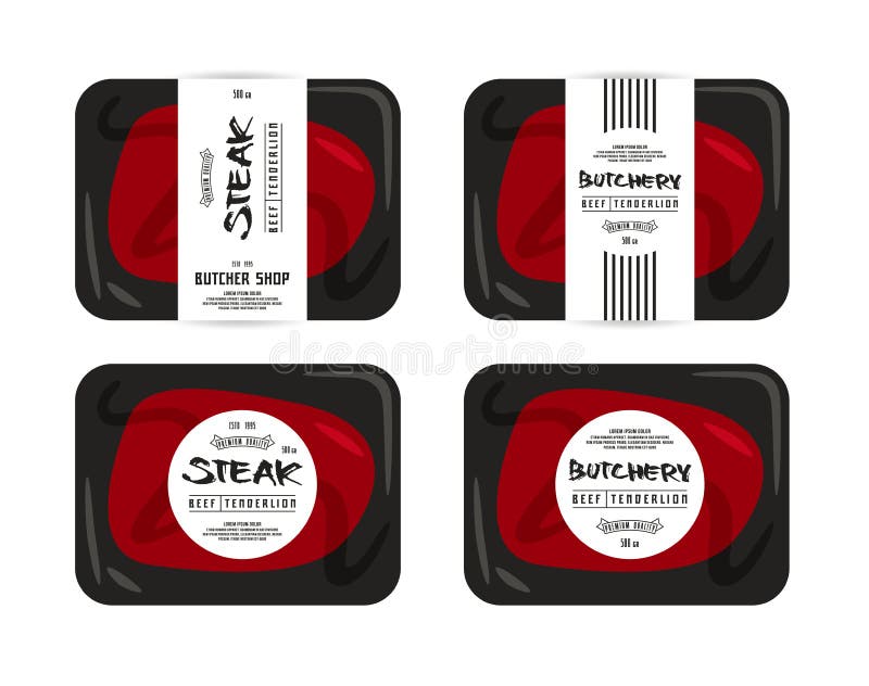 Butchery and Steak Label. Presentation on the Packaging of Meat Stock ...