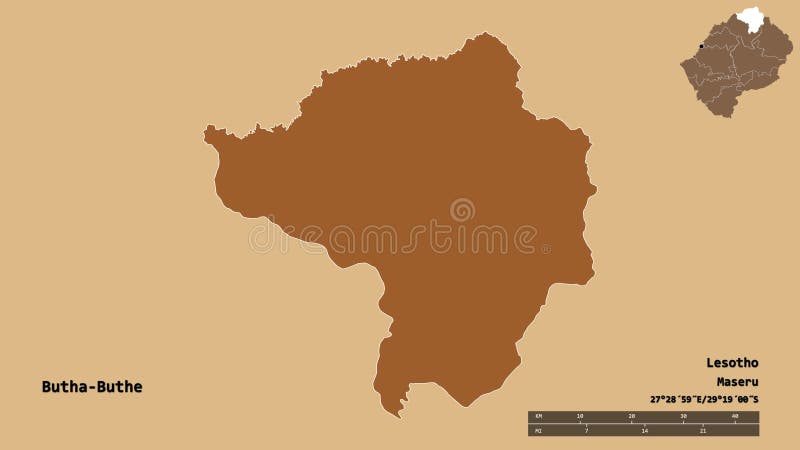 Butha-Buthe, Lesotho. Physical. Labelled Points of Cities Stock Image ...