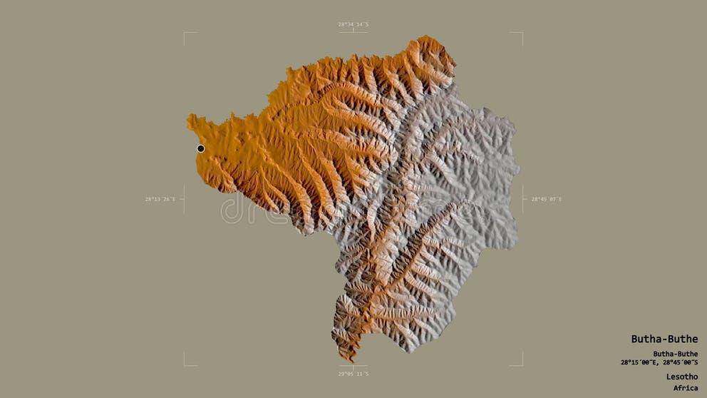 Butha-Buthe - Lesotho. Bounding Box. Relief Stock Illustration ...