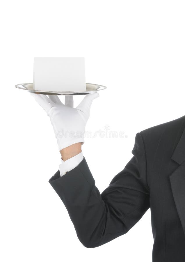 Butler with Note on Tray stock photo. Image of concierge - 27431800