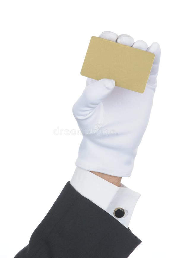 Butler with Blank Gold Card Stock Image - Image of hospitality, suit ...