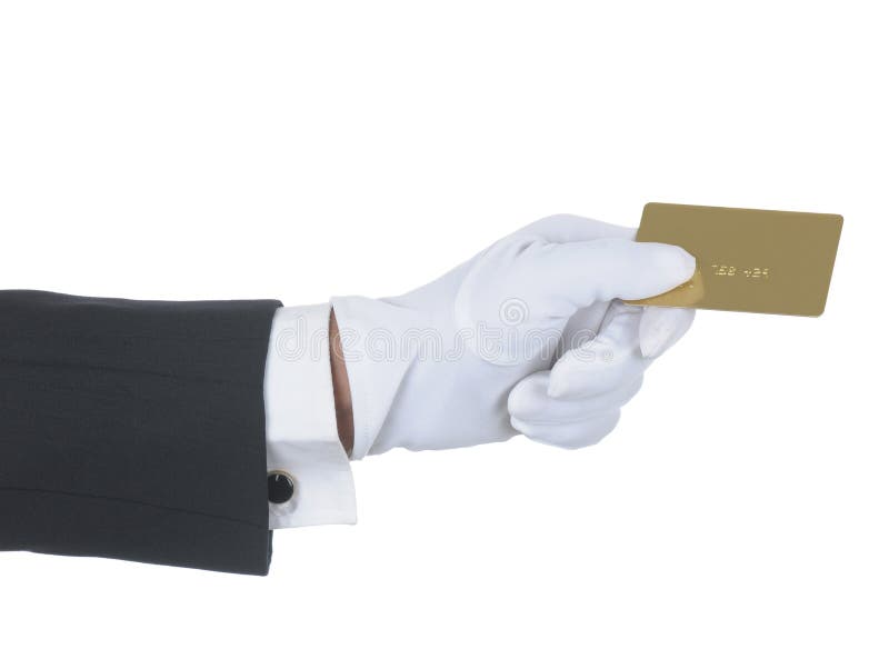 Butler with Gold Card stock image. Image of elegant, black - 14164171