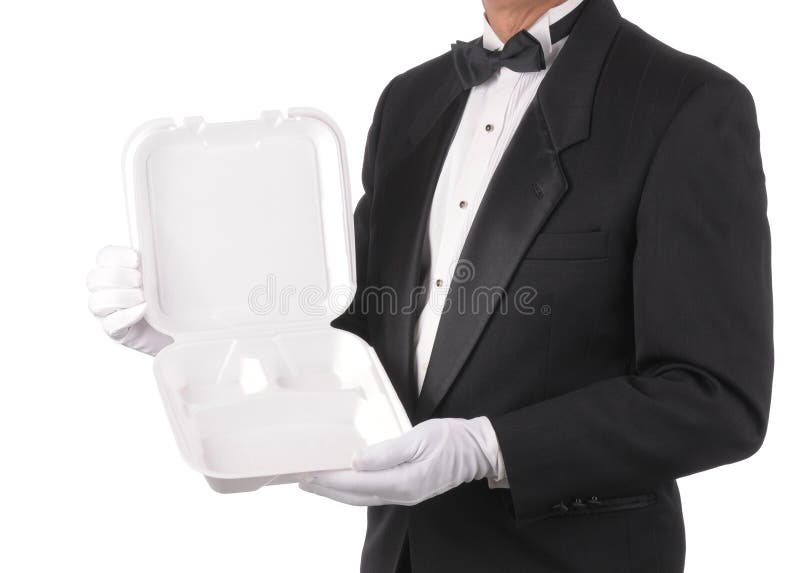 Butler with Take-out Food Container Stock Image - Image of waiter ...