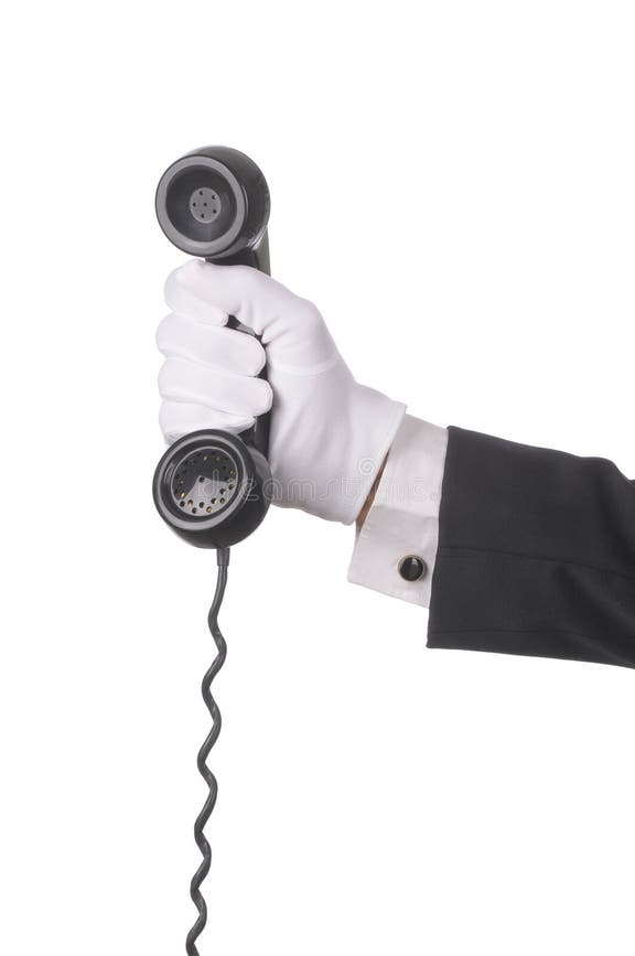 Butler with Telephone Receiver Stock Image - Image of retro, formalwear ...