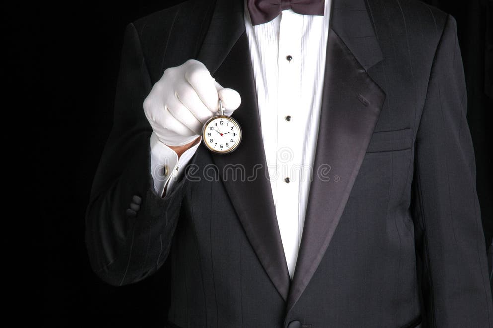 Butler with Watch stock image. Image of suit, tuxedo, servant - 5466607