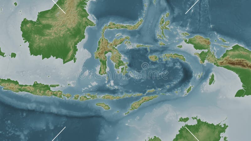 Buton Island in the Banda Sea. Physical Map. Slide Stock Video - Video ...