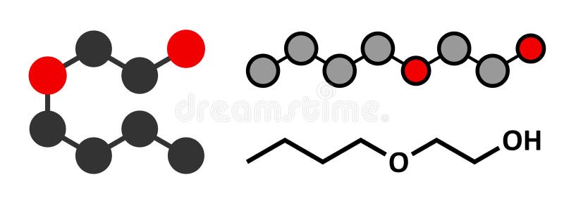 2-butoxyethanol Molecule. Stylized 2D Renderings and Conventional ...