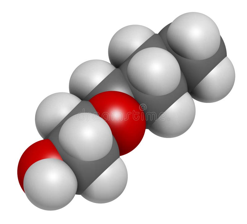 2-butoxyethanol Molecule. Stylized 2D Renderings and Conventional ...
