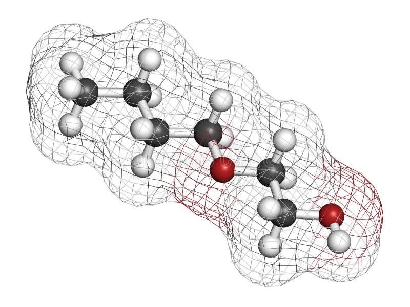 2-butoxyethanol Molecule. Stylized 2D Renderings and Conventional ...