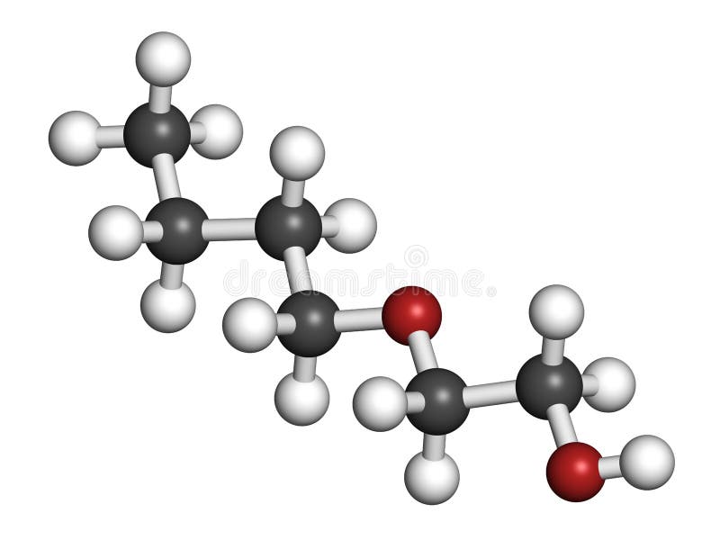 2-butoxyethanol Molecule. Stylized 2D Renderings and Conventional ...