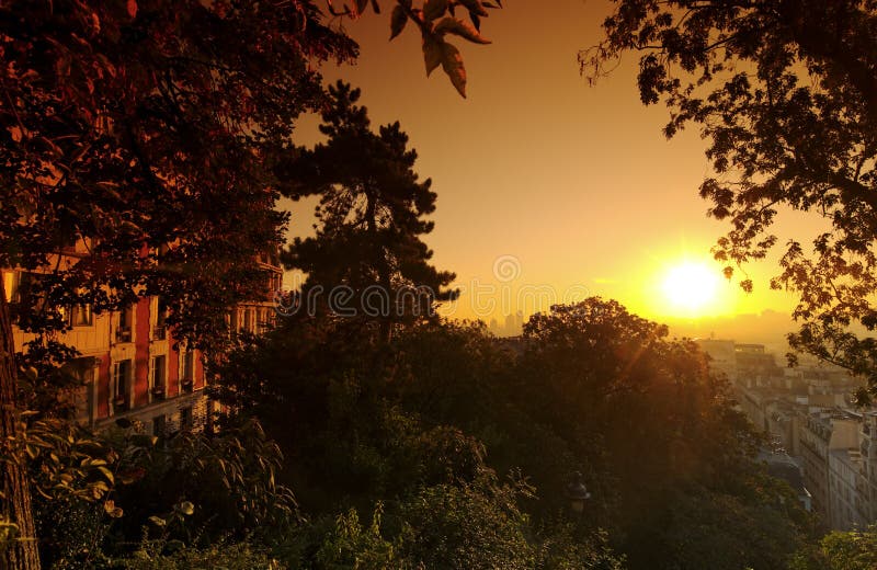 Butte montmarte sunset stock image. Image of landscape - 27390961