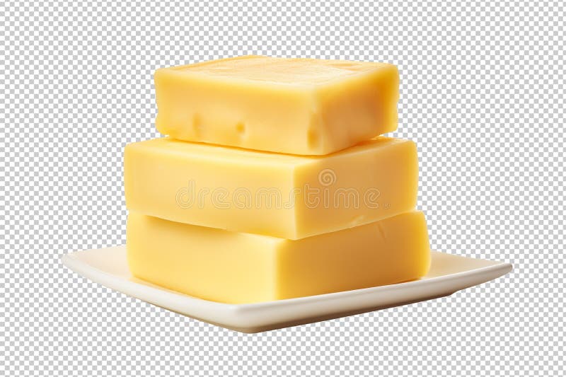 Butter Block Isolated on Clear White and Transparent Background Stock ...