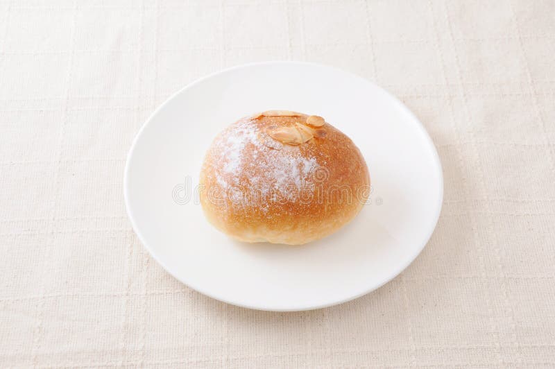 Butter Bread Roll on a Plate on Tablecloth Stock Image - Image of cake ...
