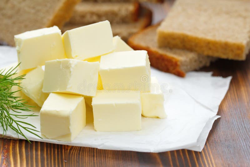 Butter and Bread on the Table Stock Photo - Image of margarine ...
