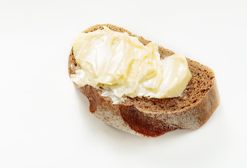 Butter on Breads Isolated White Background Stock Image - Image of ...