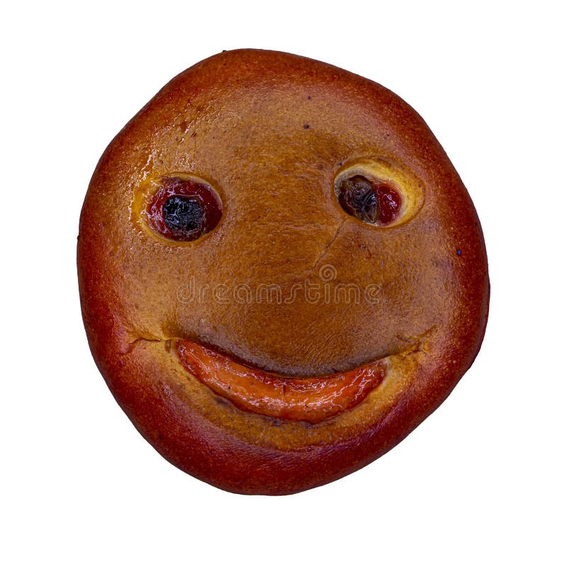 Butter Bun in the Shape of a Smiling Face. Object Isolated on White ...
