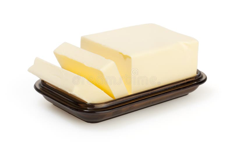 Butter on Butterdish on White Stock Image - Image of cross, portion ...