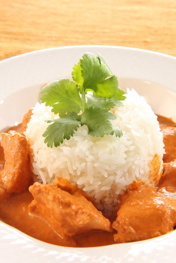 Butter chicken over rice stock photo. Image of white - 13093080