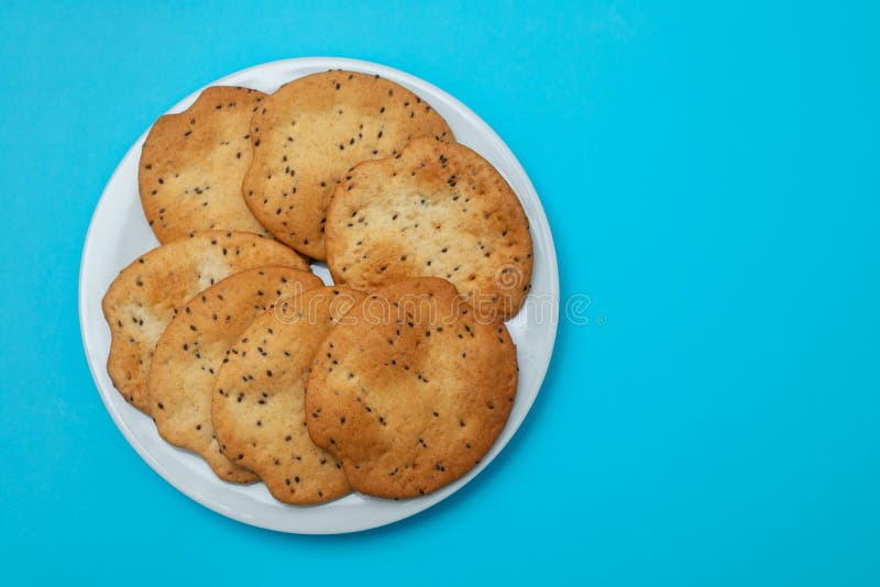 Butter Cookies Isolated on Light Brown Plate Stock Image - Image of ...