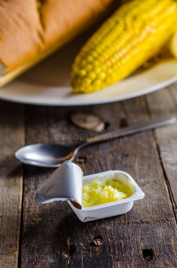 Butter with corn and bread stock image. Image of healthy - 56012113