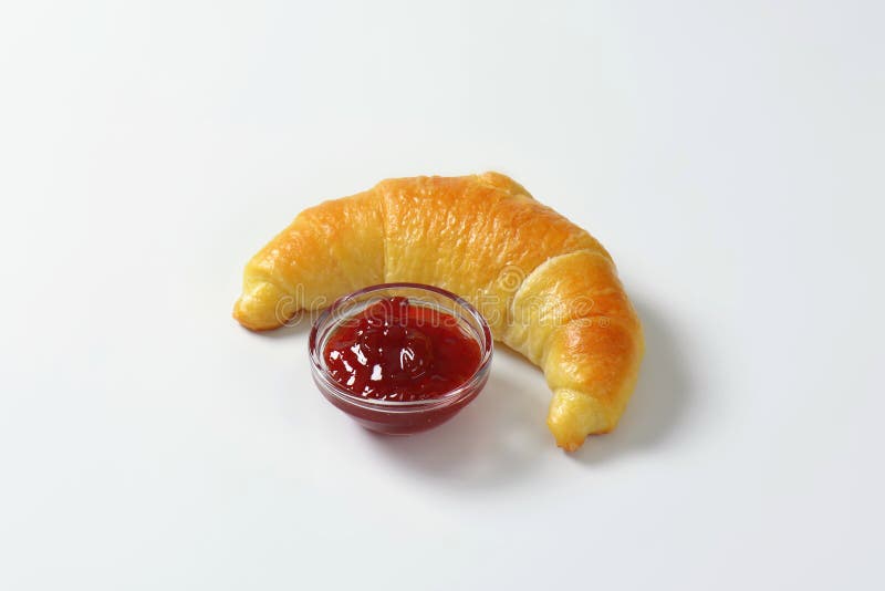 Butter Croissant and Raspberry Jam Stock Photo - Image of french ...