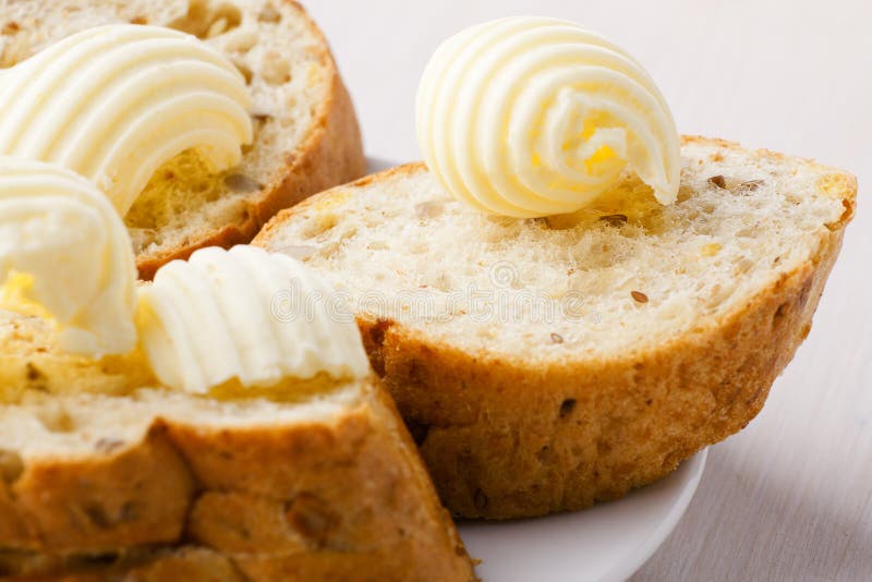 Butter curl s on bread stock image. Image of healthy - 44882515