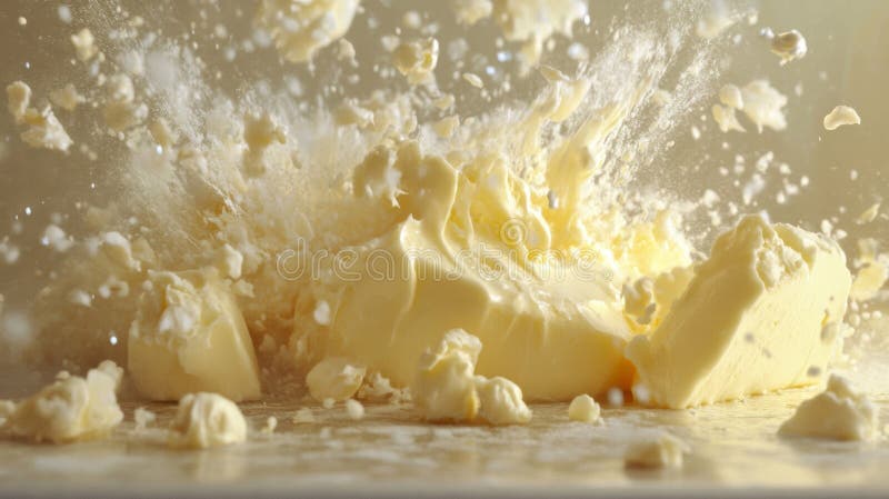 Butter Explosion: Creamy Yellow Chunks Splashing Stock Illustration ...
