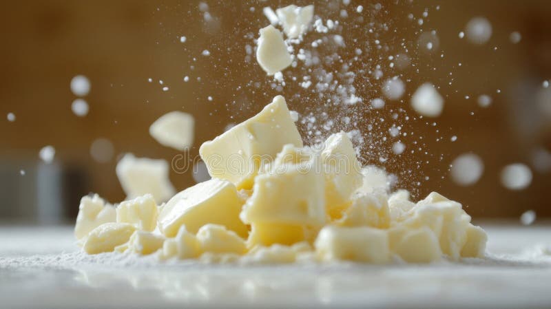 Butter and Flour Exploding in Mid-air Stock Illustration - Illustration ...