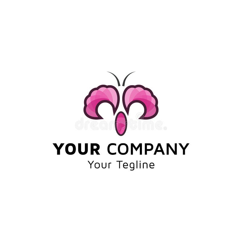 A Butter Fly Image with Pink Gradient Color, Idea of Logo Design Stock ...