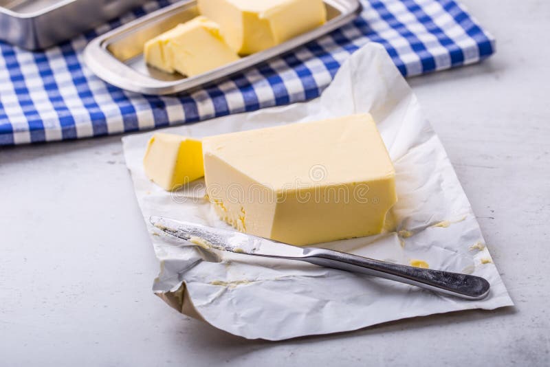 Butter. Fresh Butter on the Kitchen Table Stock Photo - Image of ...