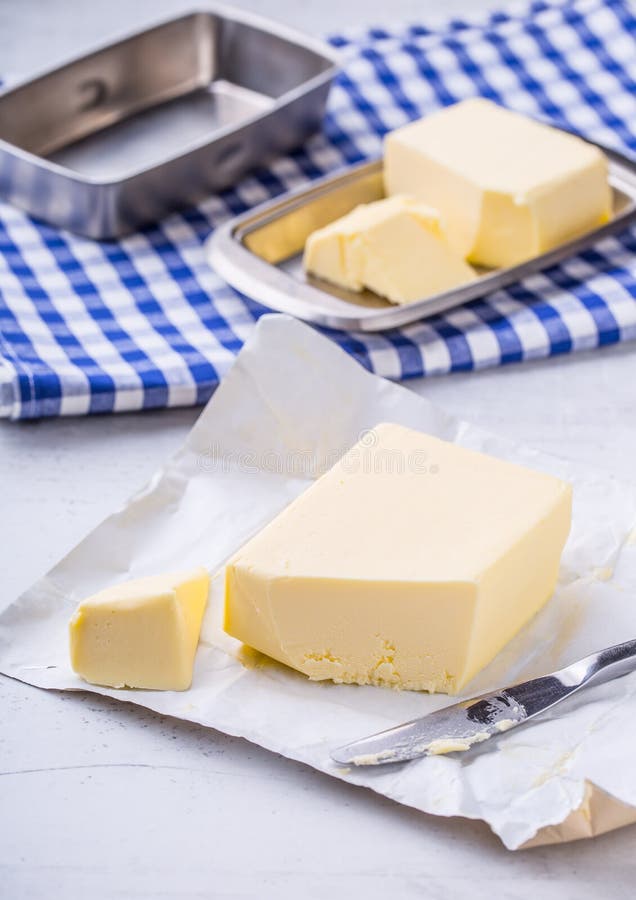 Butter. Fresh Butter on the Kitchen Table Stock Image - Image of white ...