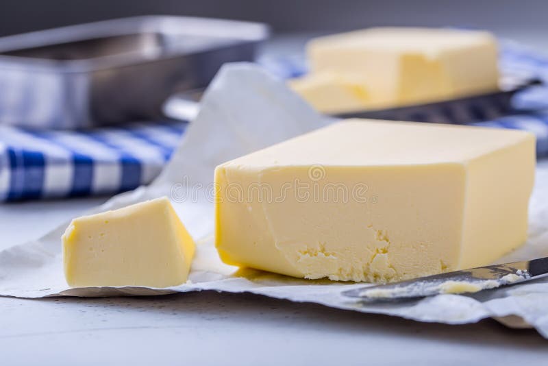 Butter. Fresh Butter on the Kitchen Table Stock Photo - Image of knife ...