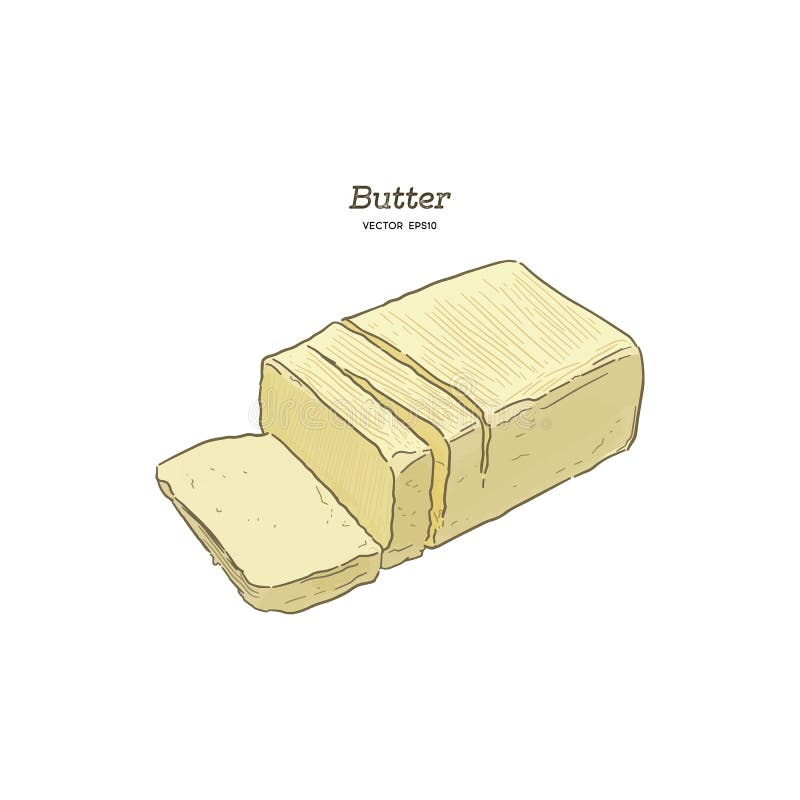 Butter, hand draw vector stock vector. Illustration of drawing - 140630597