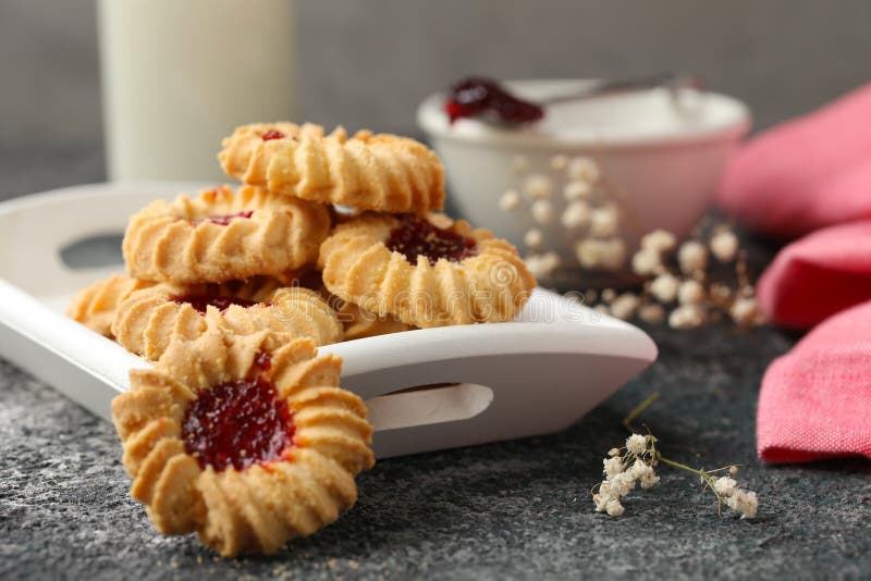 Butter jam cookies stock image. Image of strawberry - 151883139