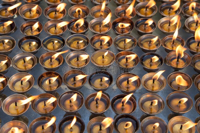 Butter lamps stock photo. Image of group, tibetan, coper - 19220054