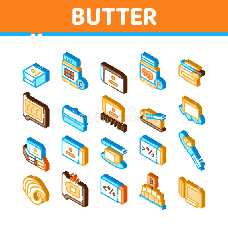 Butter or Margarine Isometric Icons Set Vector Stock Vector ... Butter or Margarine Isometric Icons Set Vector Stock Vector ...