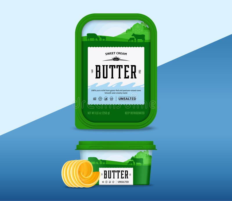 Butter package design stock vector. Illustration of banner - 256557330