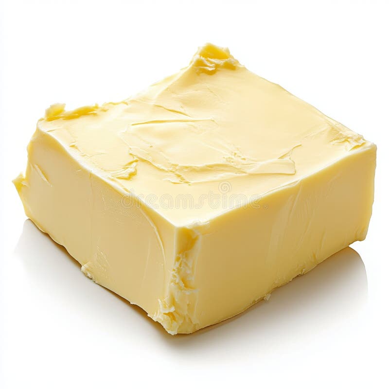 Butter Pieces Isolated on a White Background. Butter Cubes Stock Image ...
