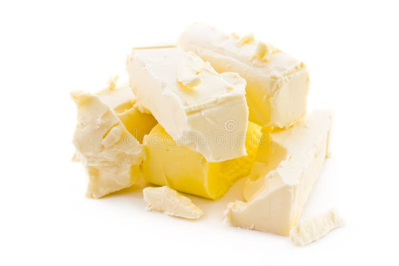 Butter Pieces on a White Background Stock Photo - Image of piece, dairy ...